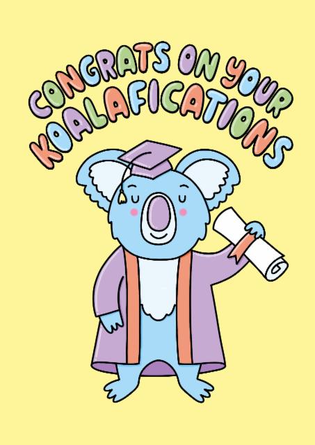 Congrats On Your Qualifications, Koala, Animal Pun, Graduation Card | thortful