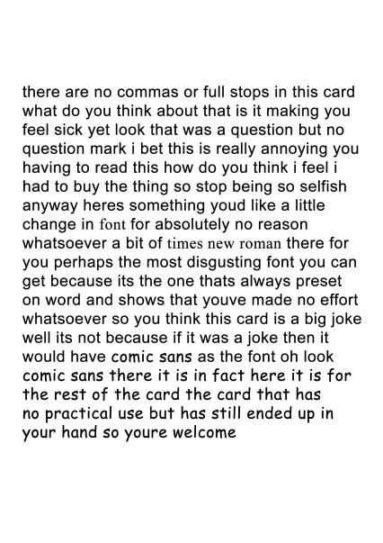 No commas or full stops card | thortful