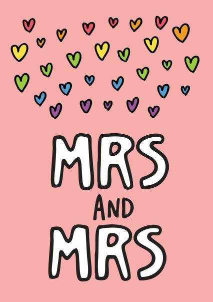 Mrs and Mrs Card - wedding typography card | thortful