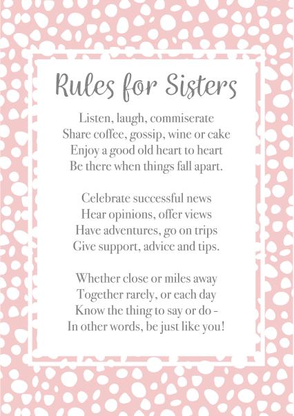 Heartfelt Just Because/Birthday Card - Rules for Sisters | thortful