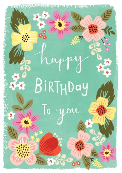 Bold floral border birthday card | thortful