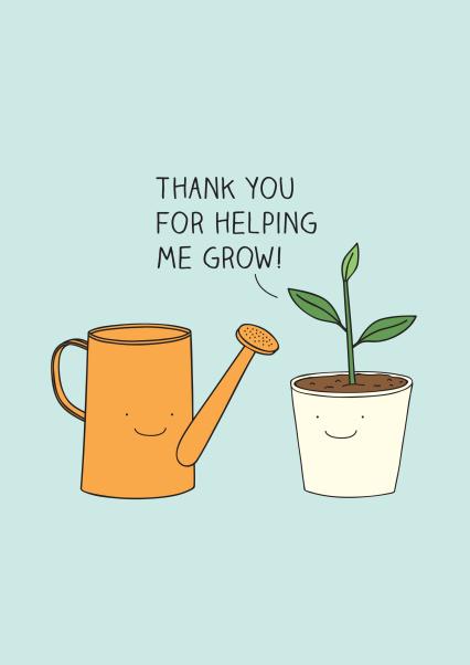 Sweet Watering Can Thank You Card - Plant - Thank You For Helping Me ...