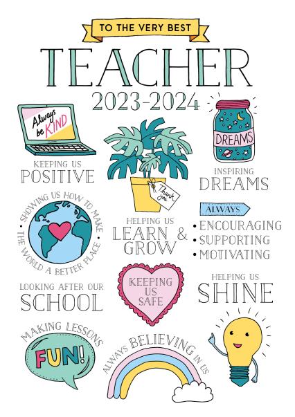 The Best Teacher card - card for teacher - teacher card from class of ...