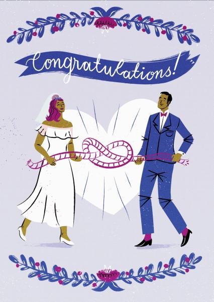 Congratulations - cartoon tied the knot card | thortful