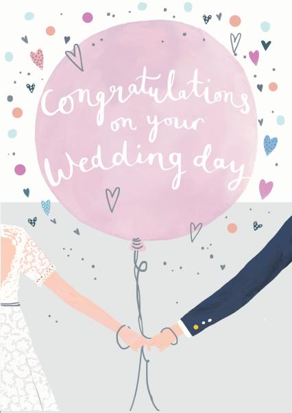 Pretty Wedding Day Card - Balloon - Confetti - Congratulations On Your ...