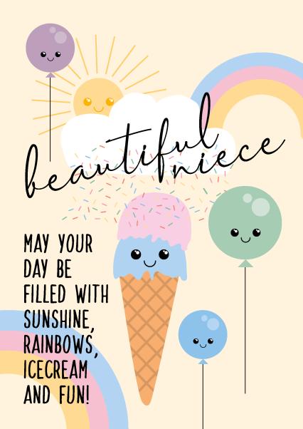 Beautiful Niece day of fun birthday card | thortful
