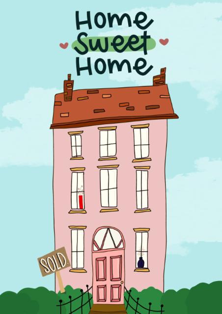 Celebrate their new home sweet home with this cute illustration house ...