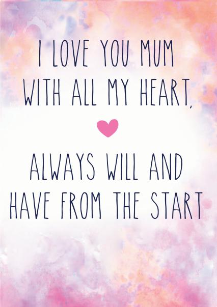 all my heart always will Mothers Day Card 13786 | thortful