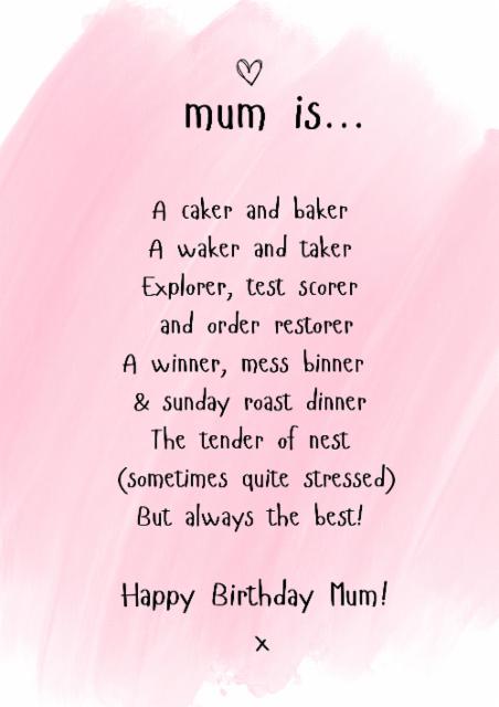 Heartfelt Birthday Card - For Mum - Poem | thortful