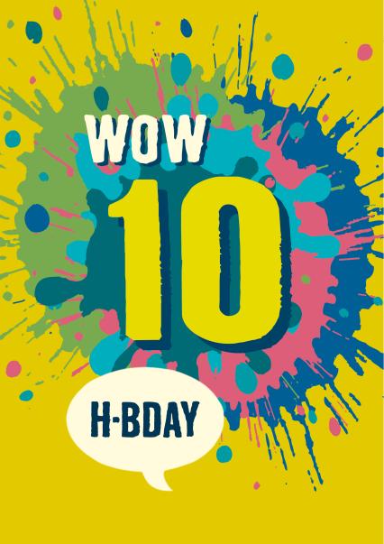 Colourful children's 10th birthday card for boys and girls | thortful