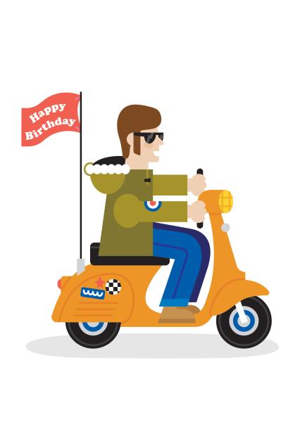Retro Scooter Birthday Card | thortful