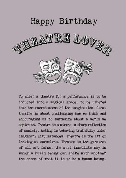 Heartfelt and Classic Birthday Card for Theatre Lovers | thortful