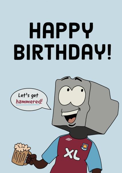 West Ham Football Mascot Birthday Card | thortful