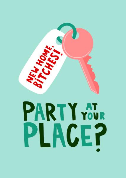 Cute Confetti New Home Card - House Key - Party At Your Place? | thortful