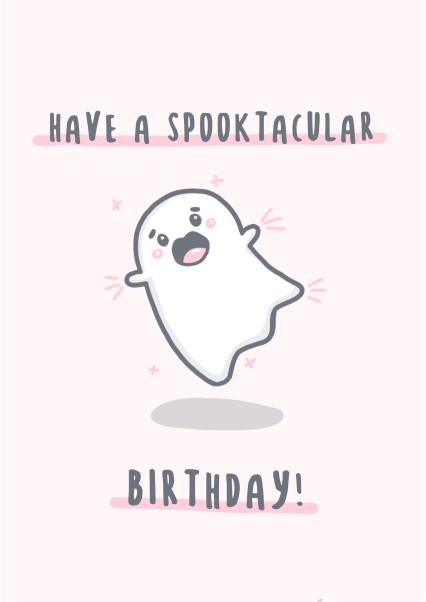 Have a Spooktacular Birthday - Cute Spooky Kawaii Ghost Halloween Card ...