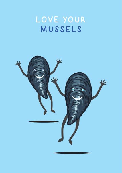 Funny Birthday card - Love your Mussels / Muscles - Gym/fitness card ...