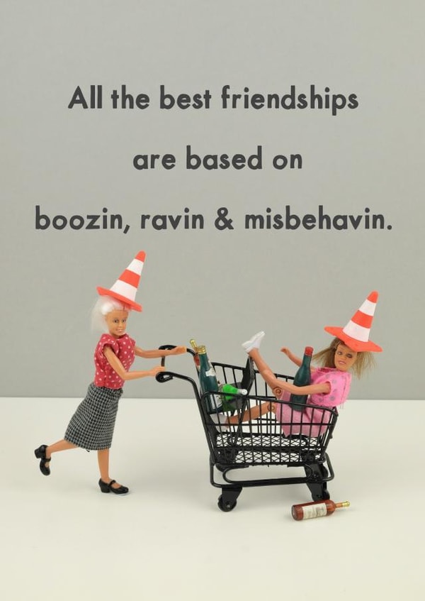 Boozin, ravin & misbehavin card | thortful