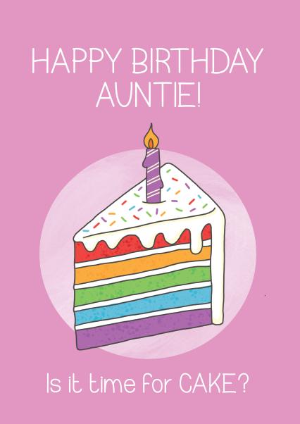 Cute Birthday Card - Auntie - Cake - Happy Birthday Auntie Is It Time ...