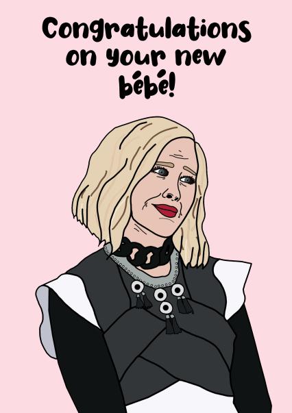 Schitts Creek Moira Rose New Bebe Baby Card | thortful