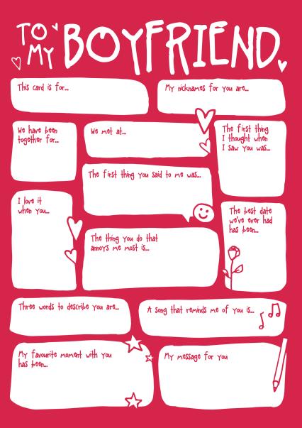 Cute Fill In The Blanks Valentines Day Card / Anniversary Card - To My ...
