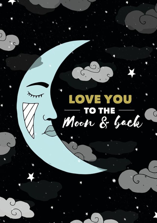 love moon Valentines Day Card 16730 | thortful