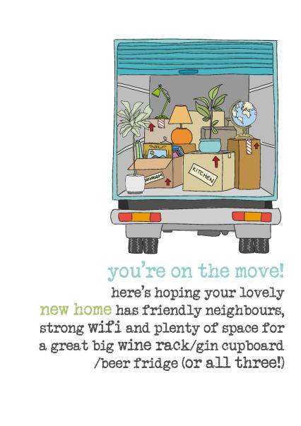 Funny Moving Van New Home Card - You're On The Move - Here's Hoping ...