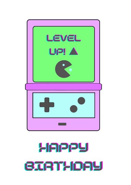 level up gameboy Birthday Card 14864 | thortful