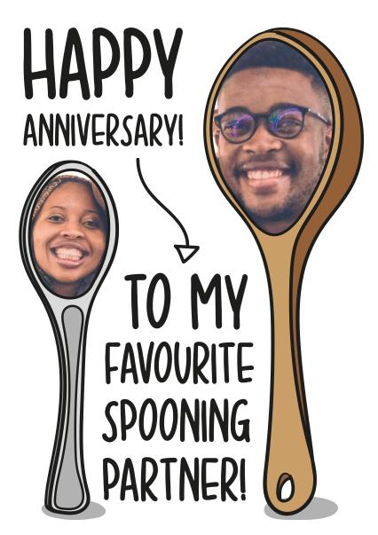 Cute Big Spoon Little Spoon Anniversary Card / Photo Card - To My ...
