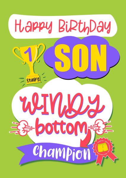 Funny Windy Bottom Birthday card for your Son! | thortful