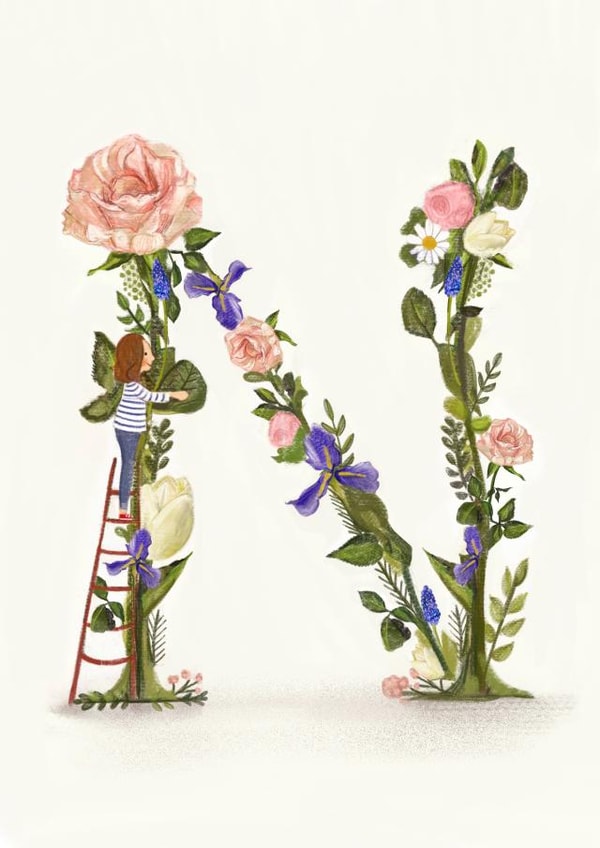 Initial card letter N | thortful