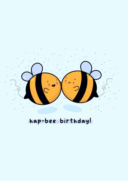 Hap-bee birthday - cute bumble bee birthday card | thortful