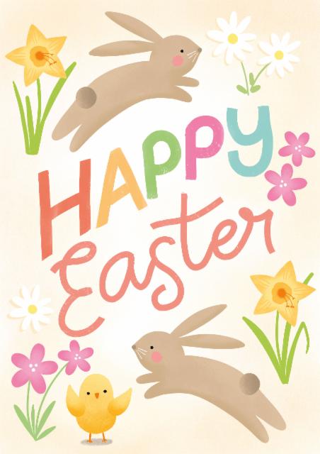 Happy Easter with rabbits and chicks | thortful