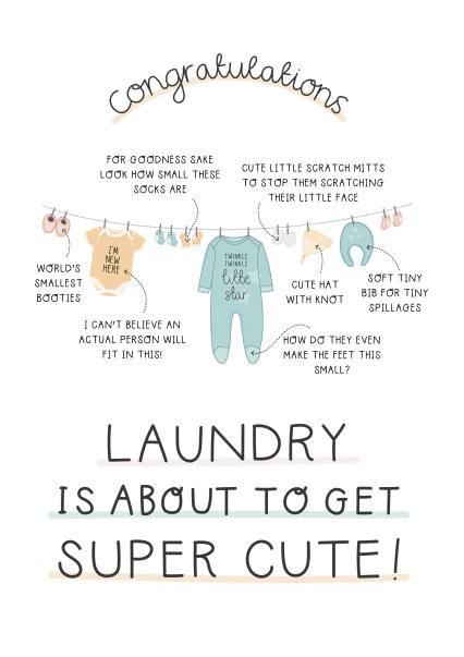 Cute Laundry New Baby card | thortful