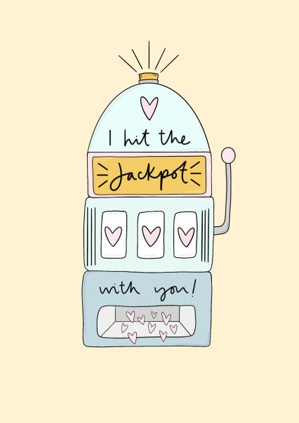 Cute Love Jackpot Anniversary Card / Valentines Day Card / Wedding Card ...