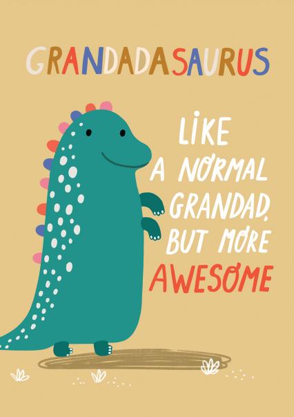 Cute Dinosaur Fathers Day Card / Birthday Card - Grandad - Dinosaur ...