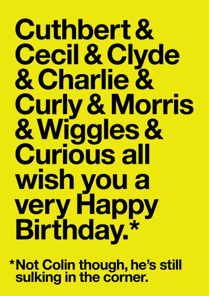 Funny Colin the caterpillar birthday card | thortful