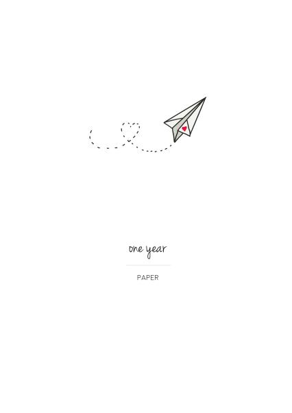 Cute Paper Plane Anniversary Card - One Year | thortful