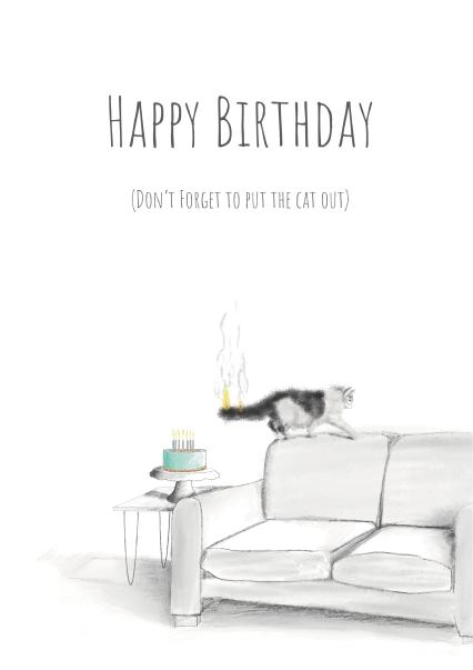 Don't forget to put the cat out birthday card | thortful