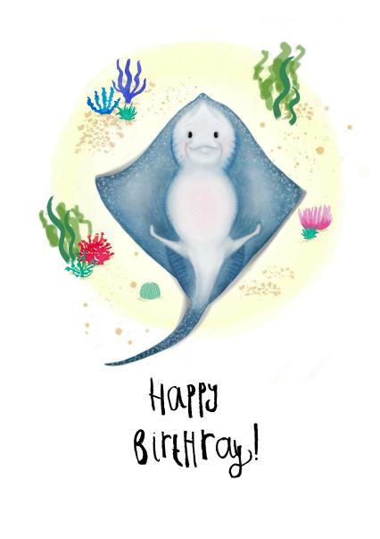 Happy Birthday.... or birthray! Cute sting ray birthday card | thortful