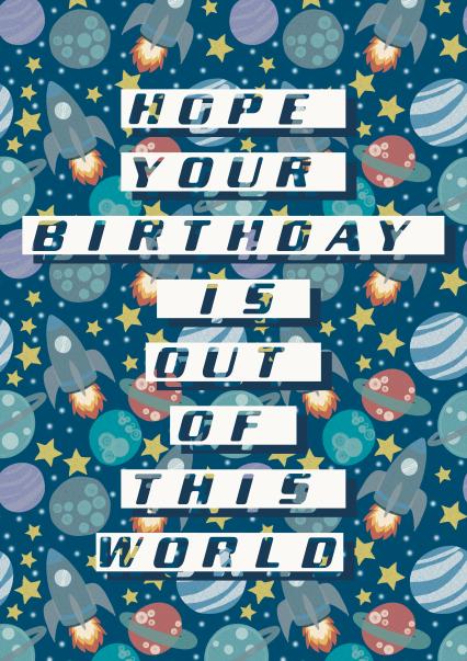 Outer space birthday card | thortful