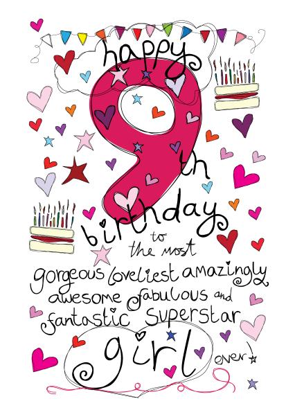 9th Birthday, Birthday Girl - With Love - Birthday Card | thortful
