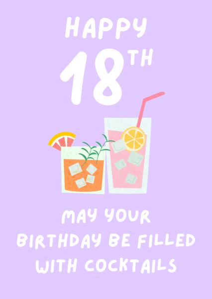 Cocktails 18th Birthday Cards | thortful