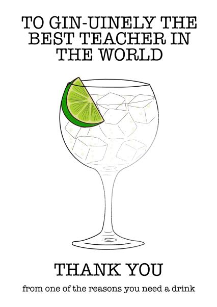 Gin themed Teacher thank you card | thortful