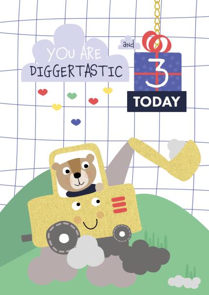 Digger 3rd Birthday Card | thortful
