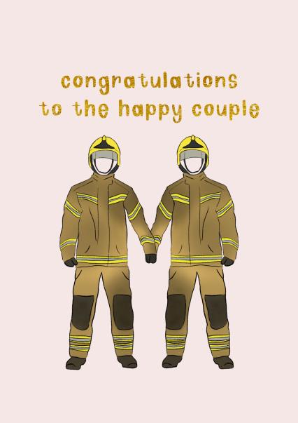 One hot wedding - Firefighters congratulations card | thortful
