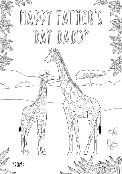 Happy Father's Day Daddy Giraffe Colouring Card | thortful