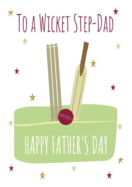 Wicket Step-Dad Cricket Father's Day card | thortful
