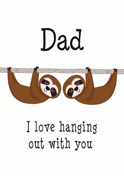 Sloth Hanging Out with Dad Father's Day Card | thortful