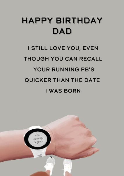 Running Dad, PB's funny birthday card | thortful