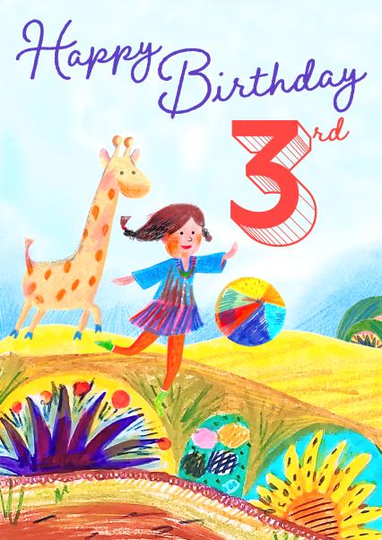 Happy 3rd Birthday Card for a girl | thortful